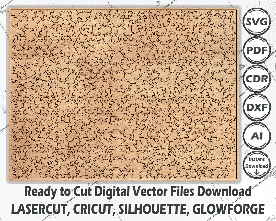500 Pieces Irregular Jigsaw Puzzle Template: SVG, PDF, DXF (digital ...