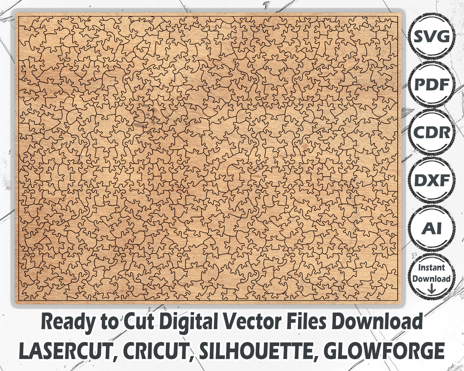 500 Pieces Irregular Jigsaw Puzzle Template: SVG, PDF, DXF (digital ...