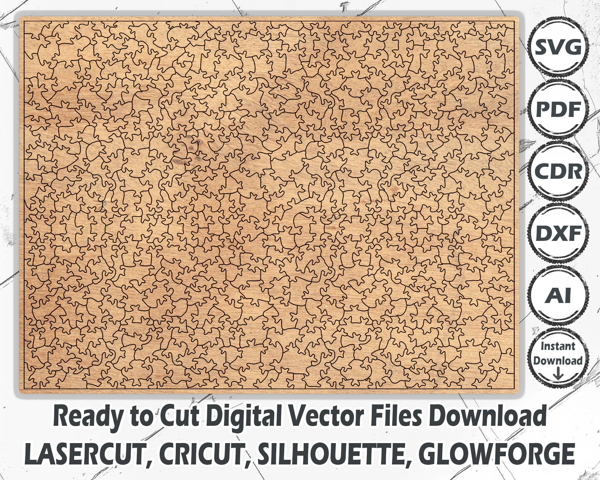 500 Pieces Irregular Jigsaw Puzzle Template: SVG, PDF, DXF (digital ...
