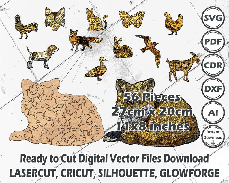Animal Jigsaw Puzzle SVG Bundle: Laser Cut Files (digital Download) - Etsy