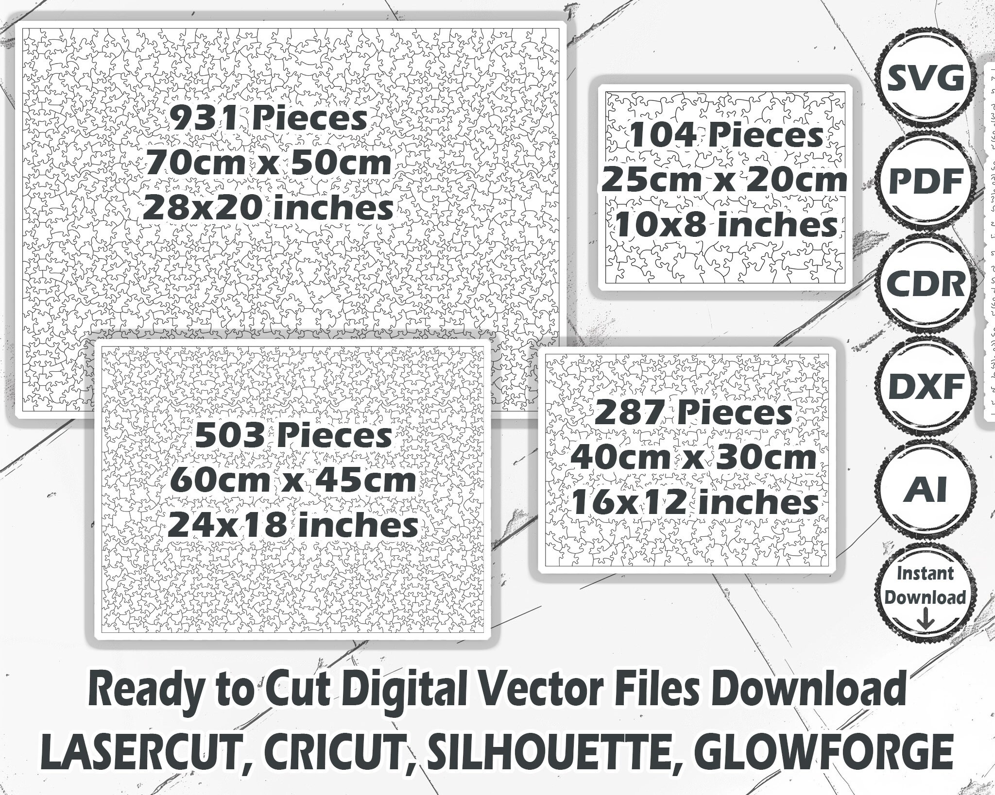 Victorian Irregular Jigsaw Puzzle Set: Laser Cut Files (digital ...