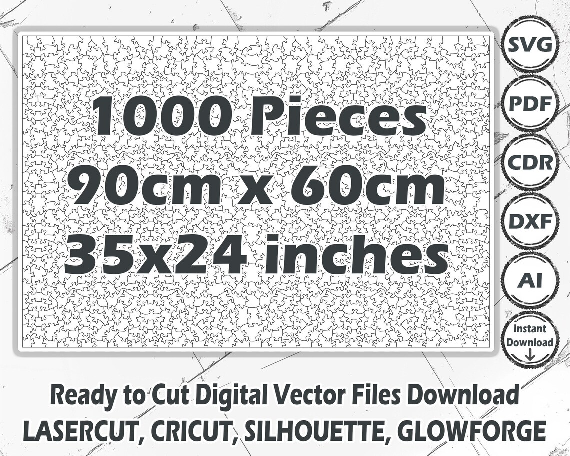 1000 Piece Irregular Jigsaw Puzzle Template: Laser Cut Files (digital ...