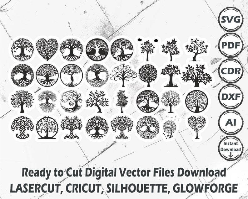 Tree of Life SVG, Vector Files .svg .dxf .pdf .ai Digital Download Files, Lasercut, Cricut, Life ...