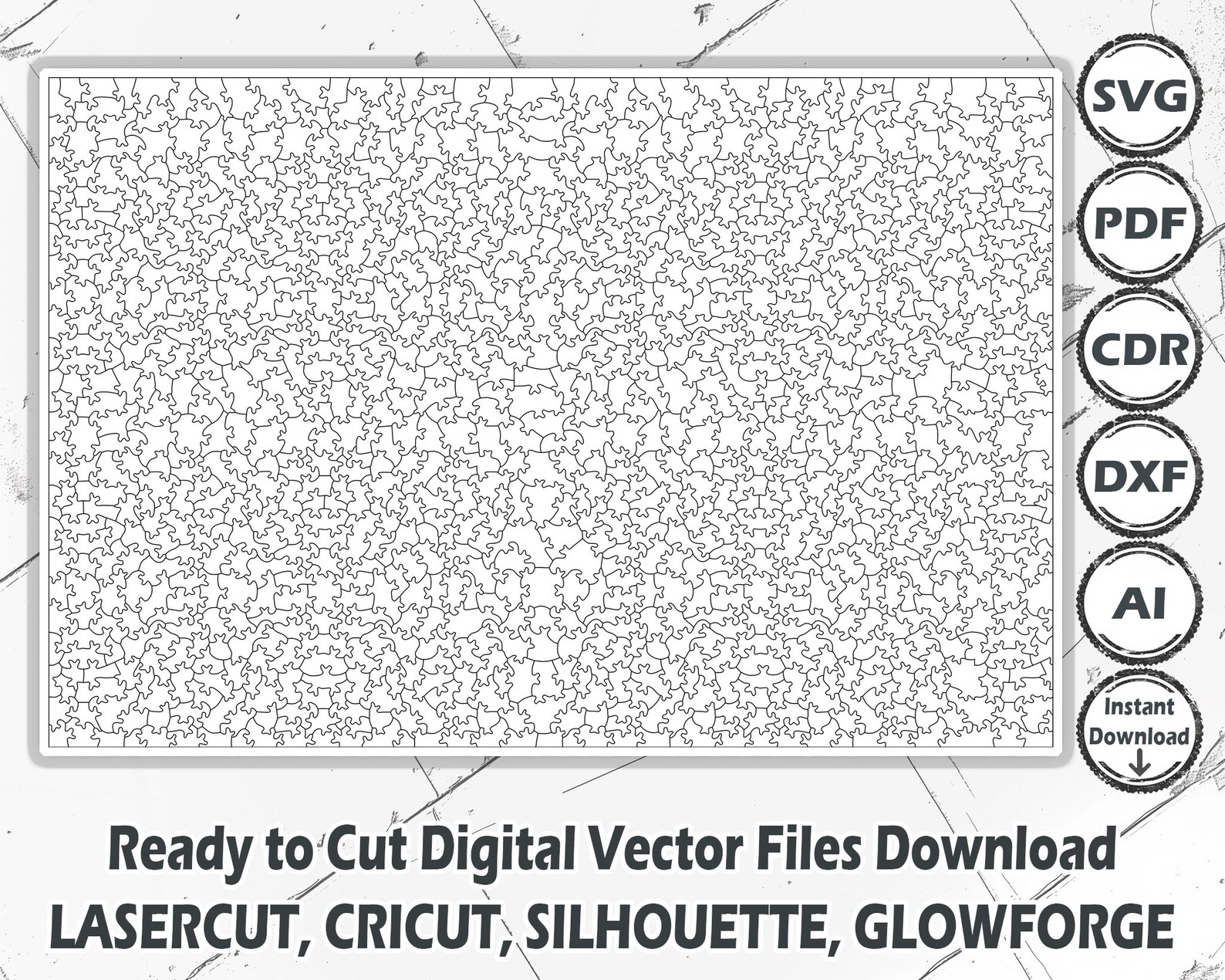1000 Piece Irregular Jigsaw Puzzle Template: Laser Cut Files (digital ...