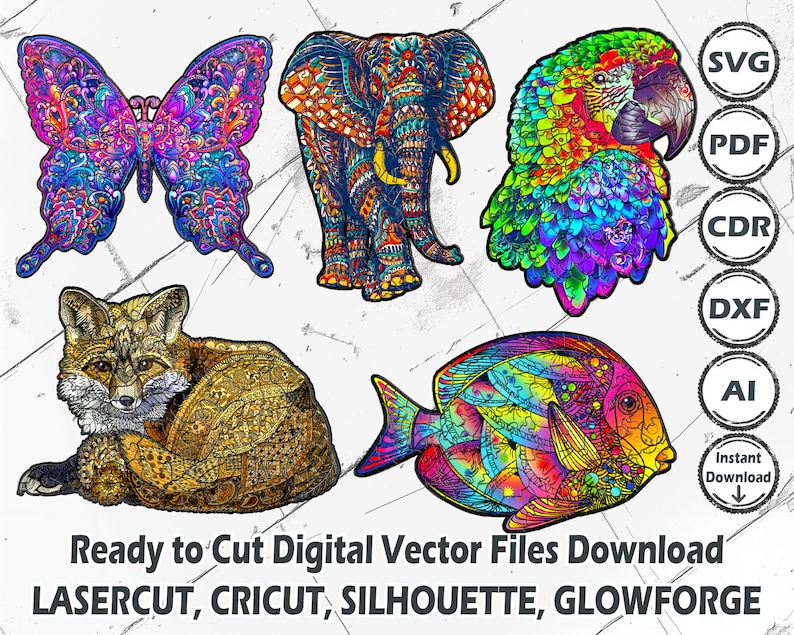 Animal Jigsaw Puzzle SVG Bundle: Laser Cut Files (digital Download) - Etsy