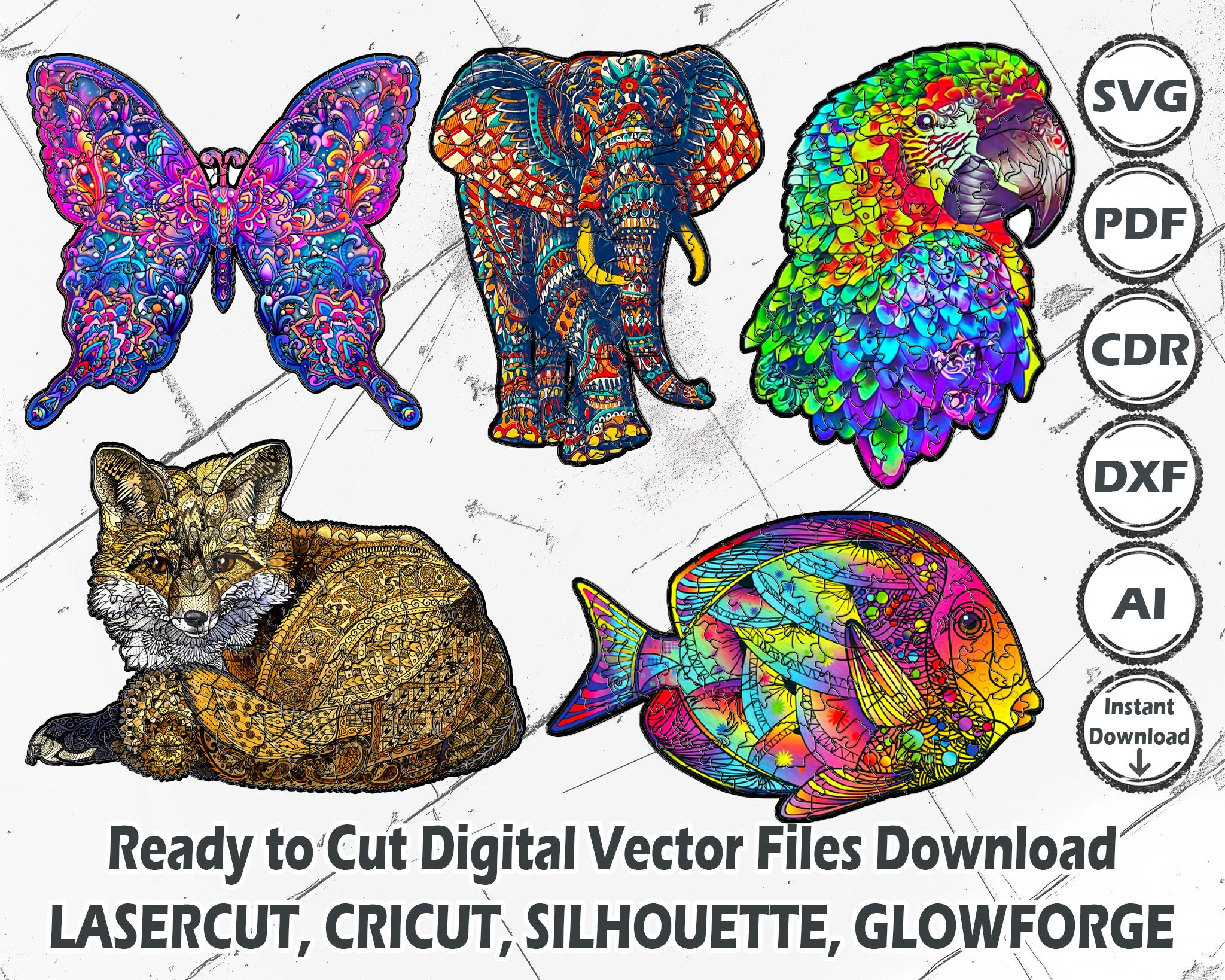 Unique Wooden Animal Jigsaw Puzzle Bundle, Puzzle Svg, , Puzzle Piece ...