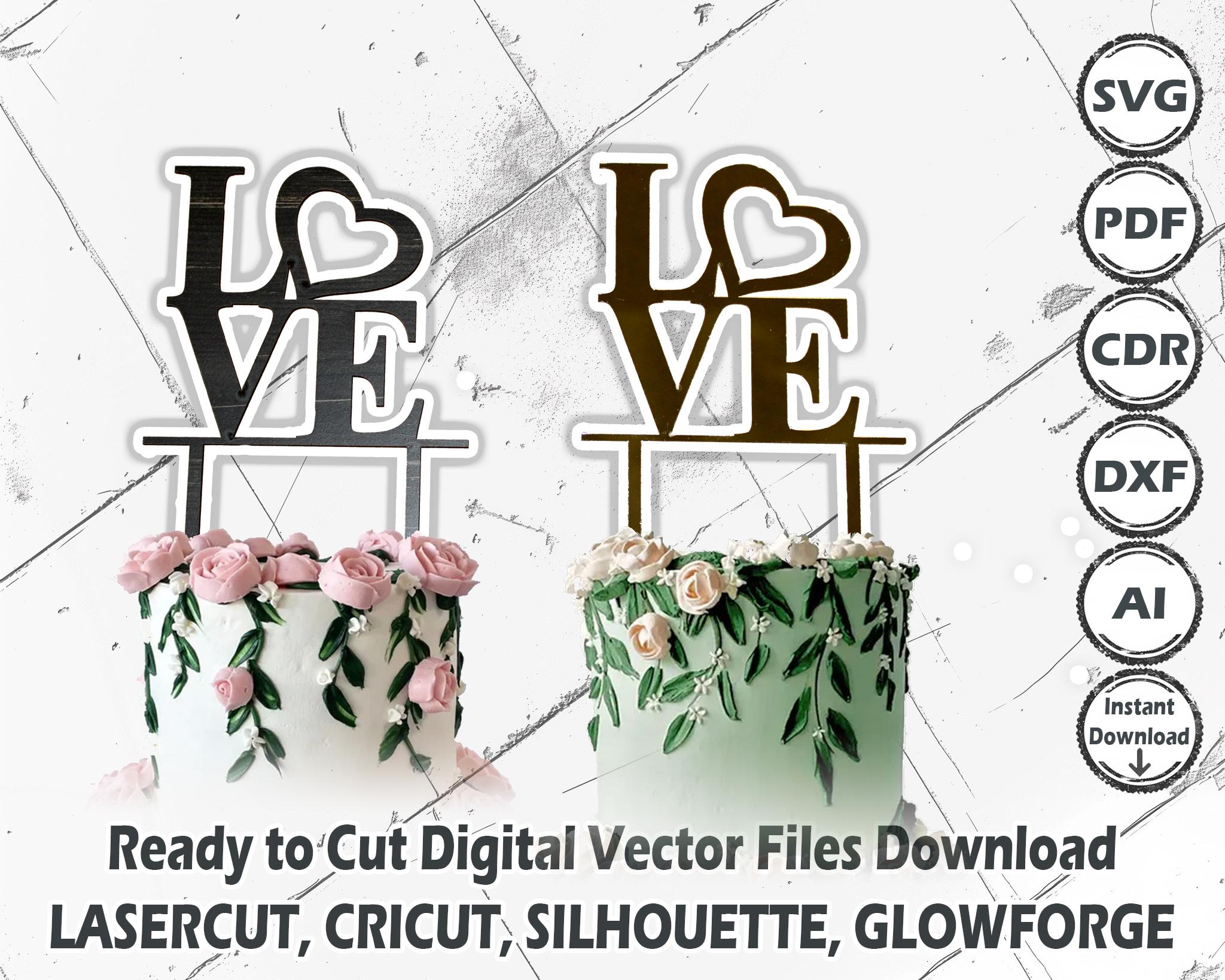 Love Cake Toppers SVG Bundle: 24 Calligraphy Designs (digital Download ...