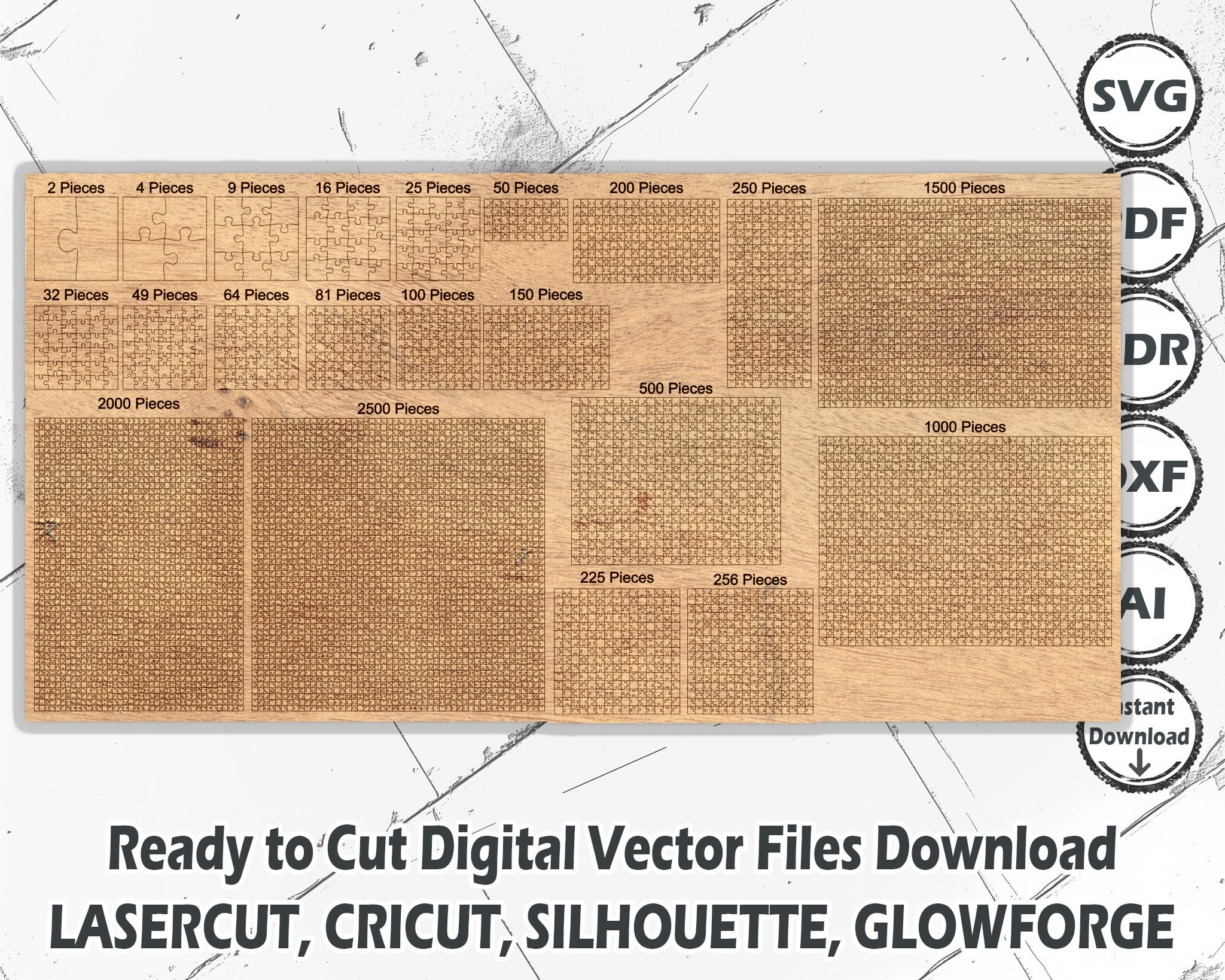 Jigsaw Puzzle Template Set of 23, Puzzle Svg, Silhouette, Ready to Cut ...