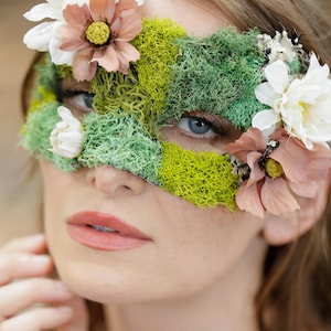 Flower Masquerade Mask Mauve, Green & Off-white Nature Inspired Sophia ...