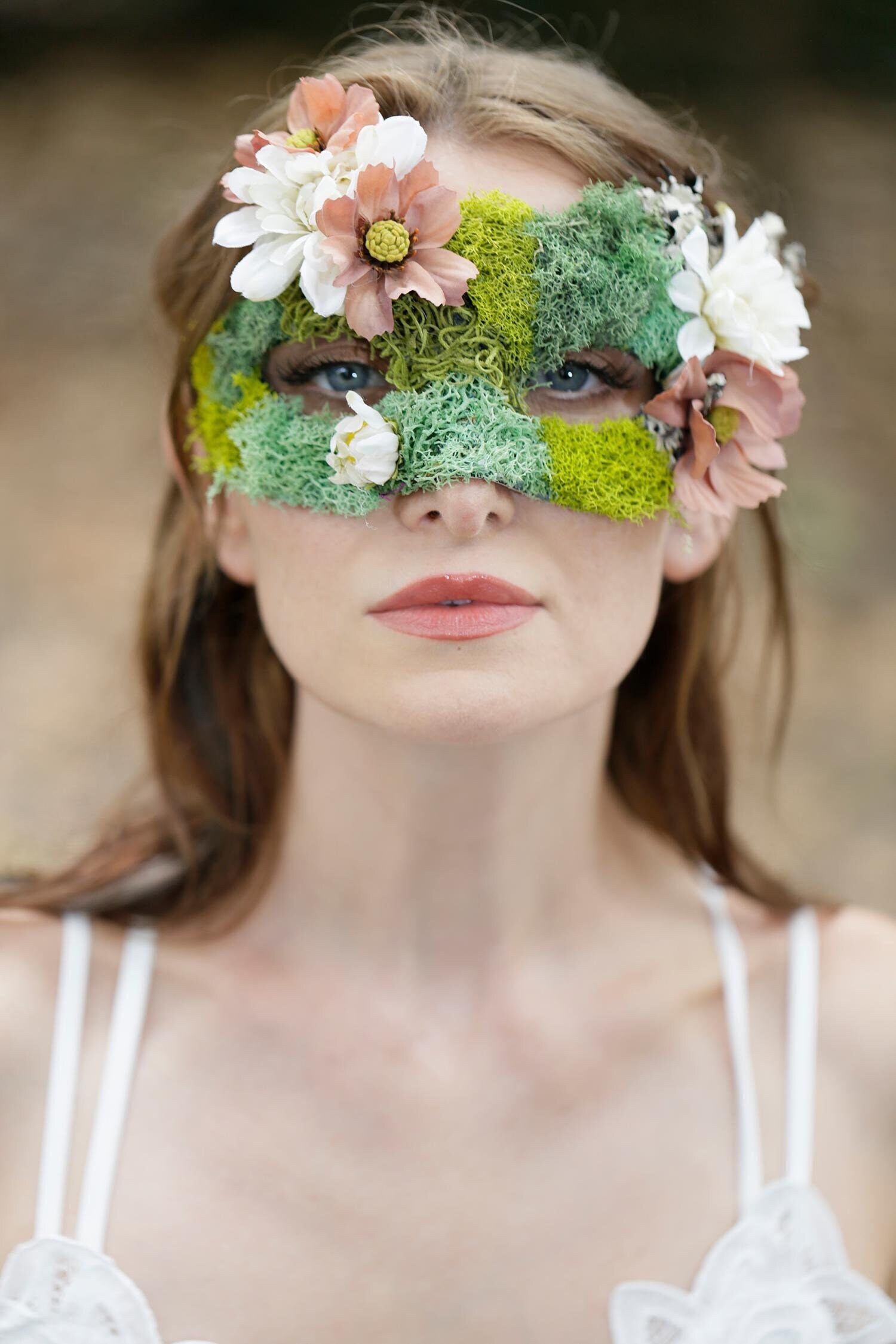 Flower Masquerade Mask Mauve, Green & Off-white Nature Inspired Sophia ...