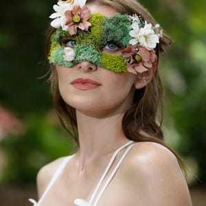 Flower Masquerade Mask Mauve, Green & Off-white Nature Inspired Sophia ...