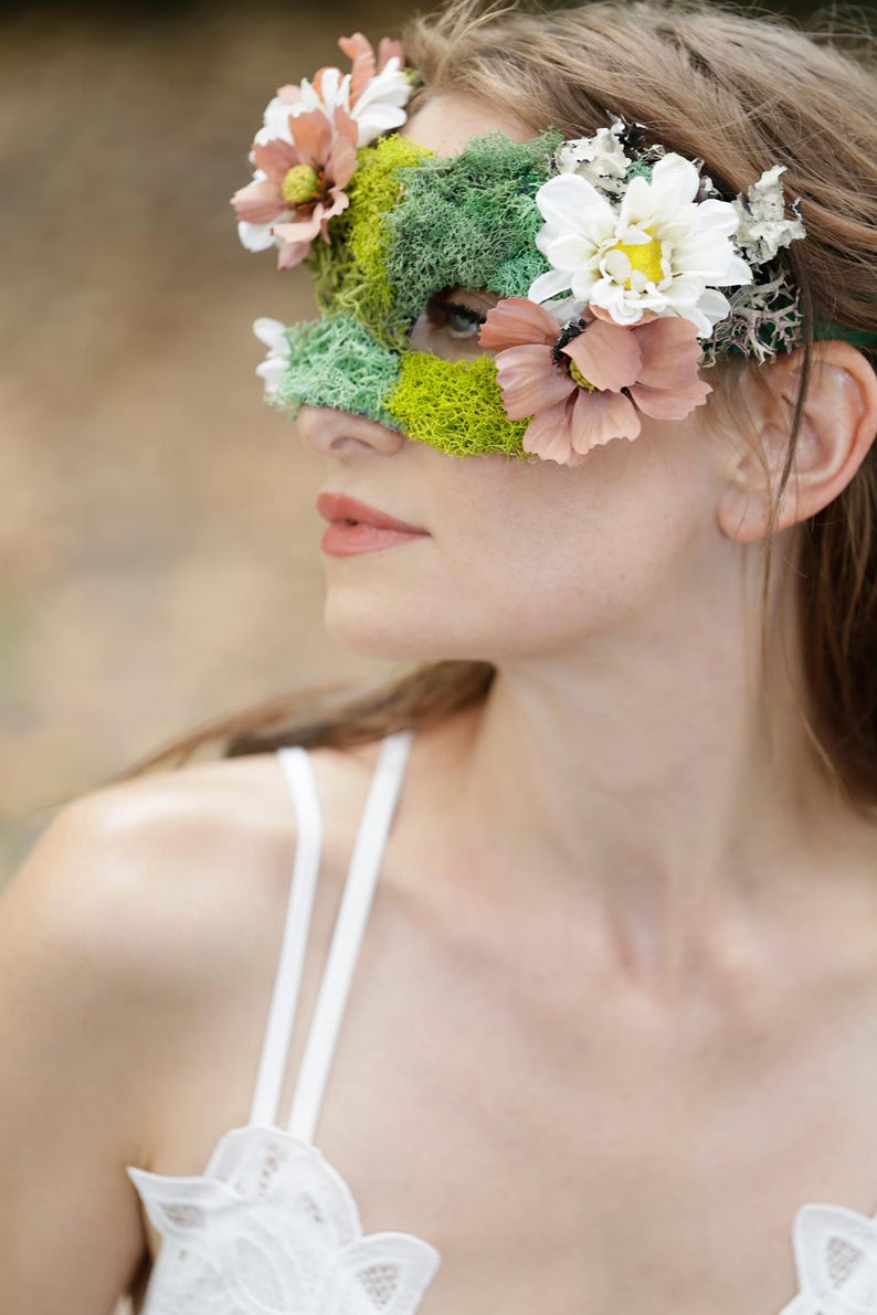 Flower Masquerade Mask Mauve, Green & Off-white Nature Inspired Sophia ...