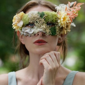 Nature-inspired Masquerade Mask Preserved Moss, Silk Flowers, and ...