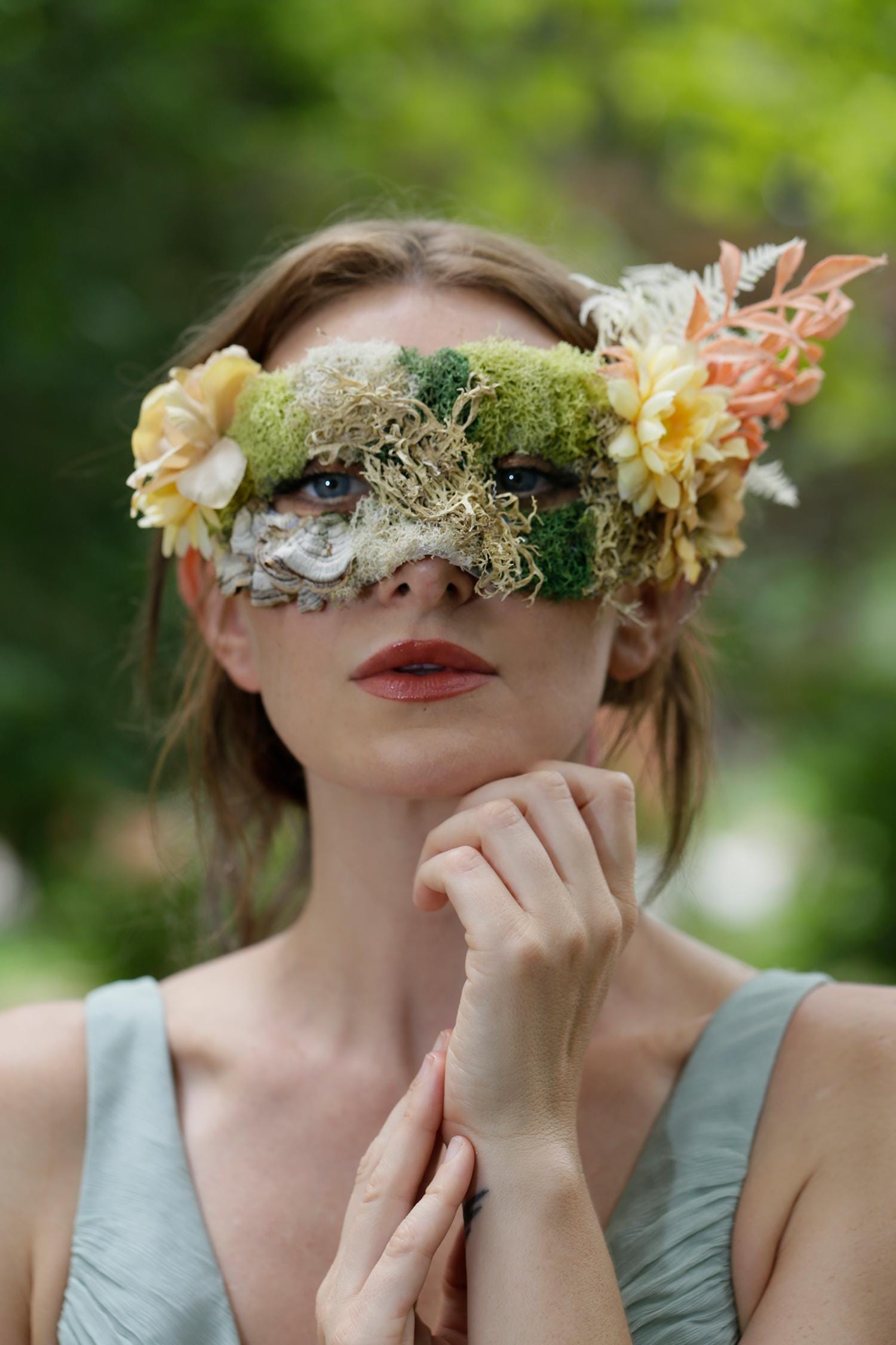 Nature-inspired Masquerade Mask Preserved Moss, Silk Flowers, and ...