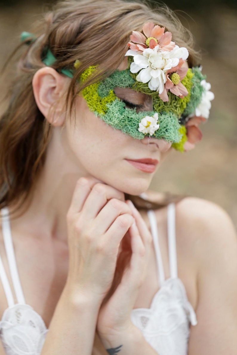 Flower Masquerade Mask Mauve, Green & Off-white Nature Inspired Sophia ...