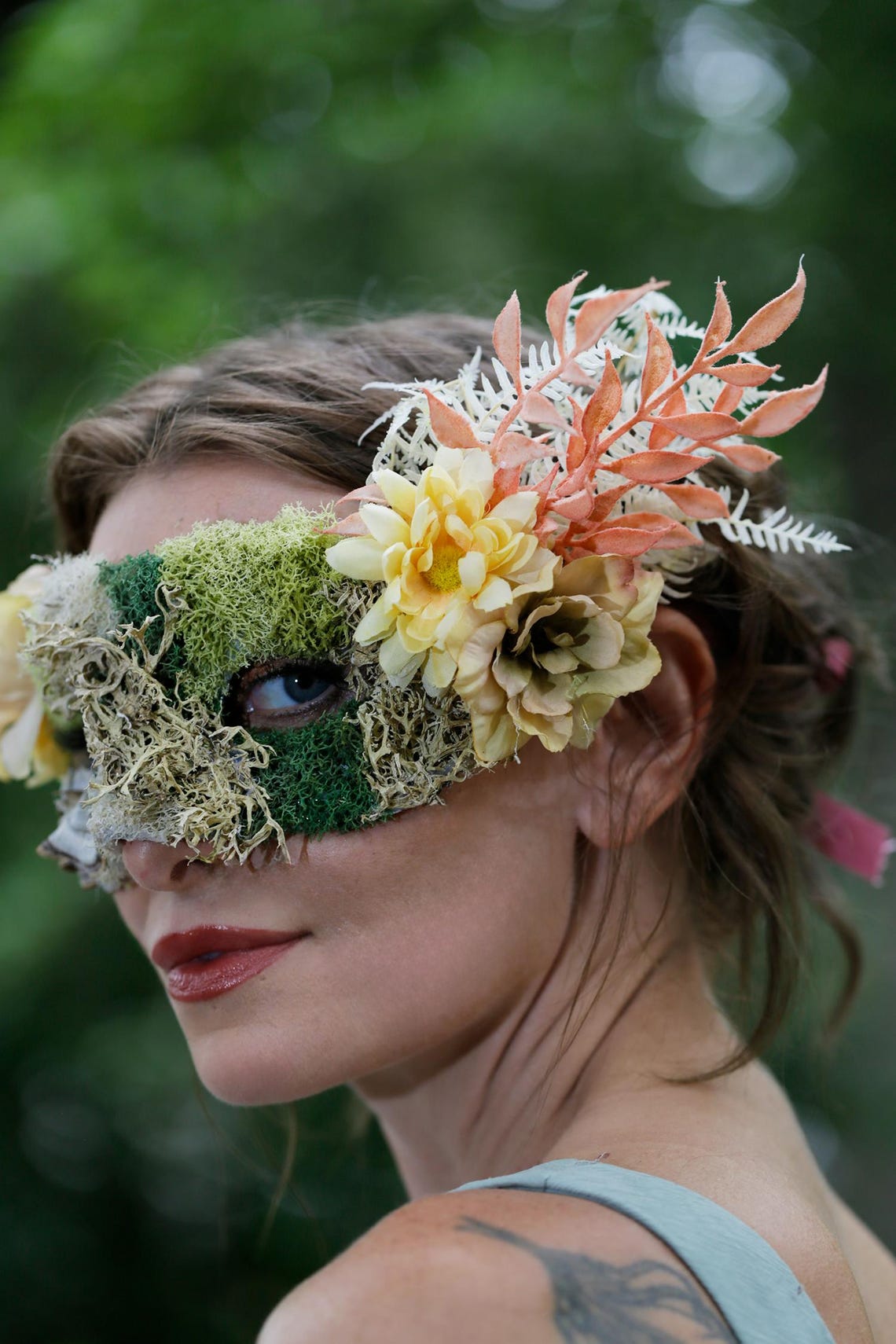 Nature-inspired Masquerade Mask Preserved Moss, Silk Flowers, and ...