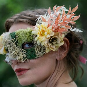 Nature-inspired Masquerade Mask Preserved Moss, Silk Flowers, and ...