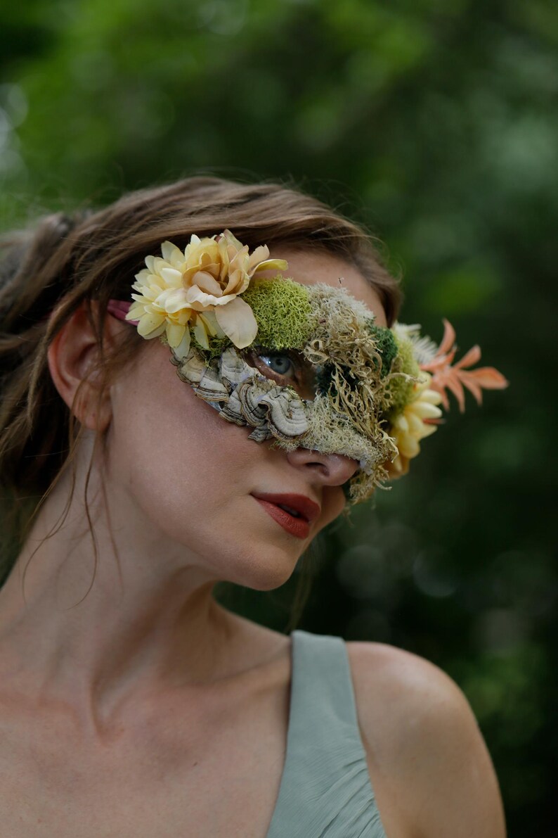 Nature-inspired Masquerade Mask Preserved Moss, Silk Flowers, and ...