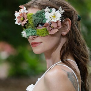 Flower Masquerade Mask Mauve, Green & Off-white Nature Inspired Sophia ...