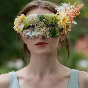 Nature-inspired Masquerade Mask Preserved Moss, Silk Flowers, and ...