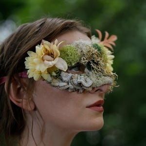 Nature-inspired Masquerade Mask Preserved Moss, Silk Flowers, and ...