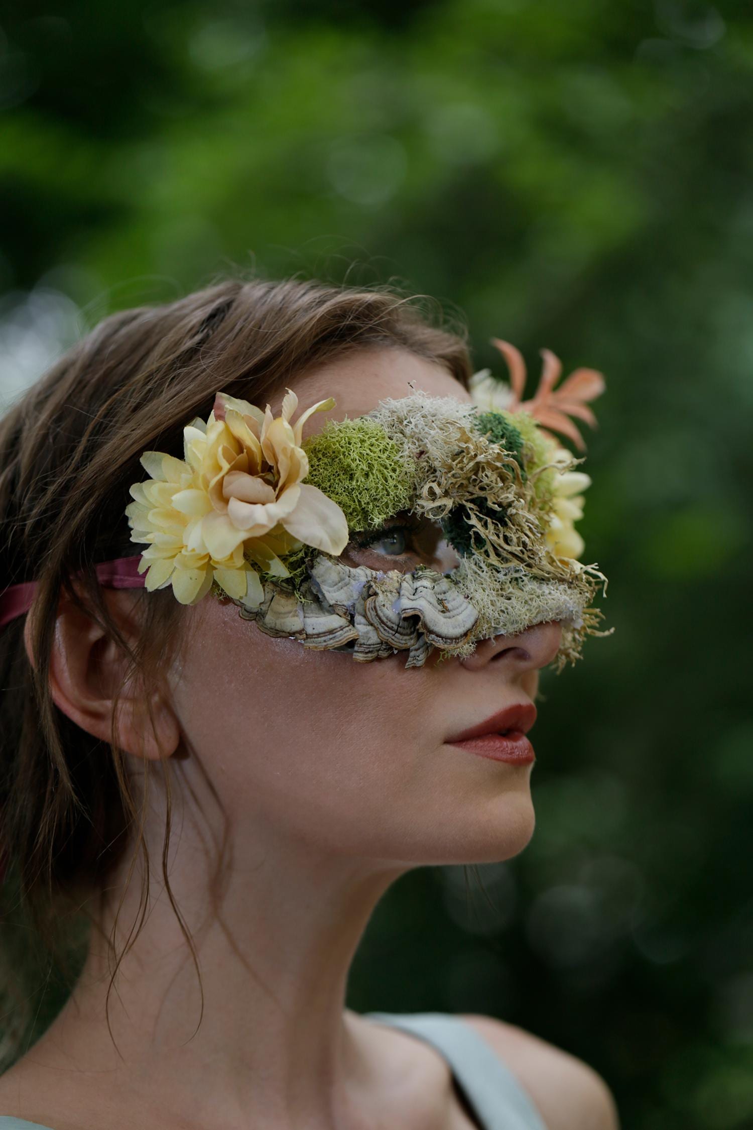 Nature-inspired Masquerade Mask Preserved Moss, Silk Flowers, and ...