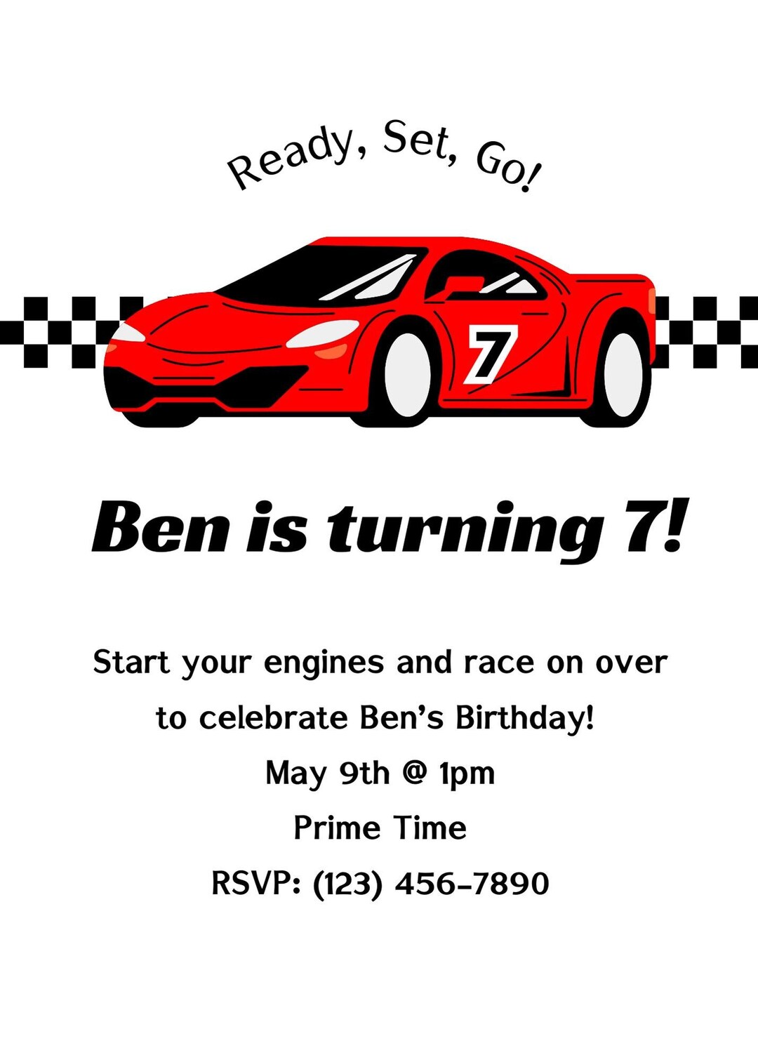 Ready Set GO Race Car Invitation - Etsy