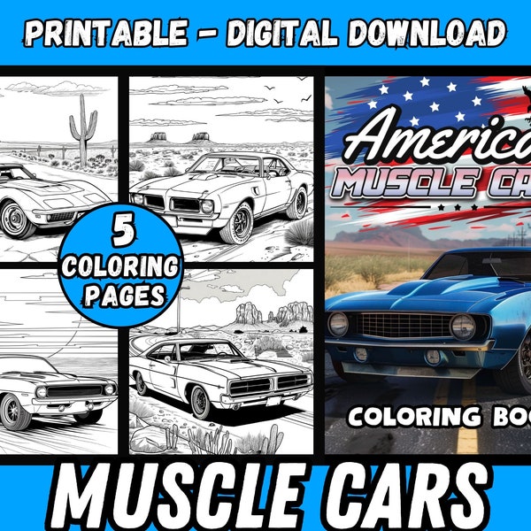 Muscle Car Colouring Pages - Etsy