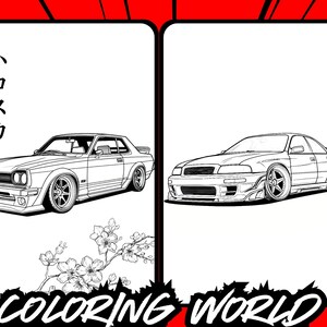 JDM: Japanese Cars Coloring Pages | Printable Coloring Book | PDF | 5 ...