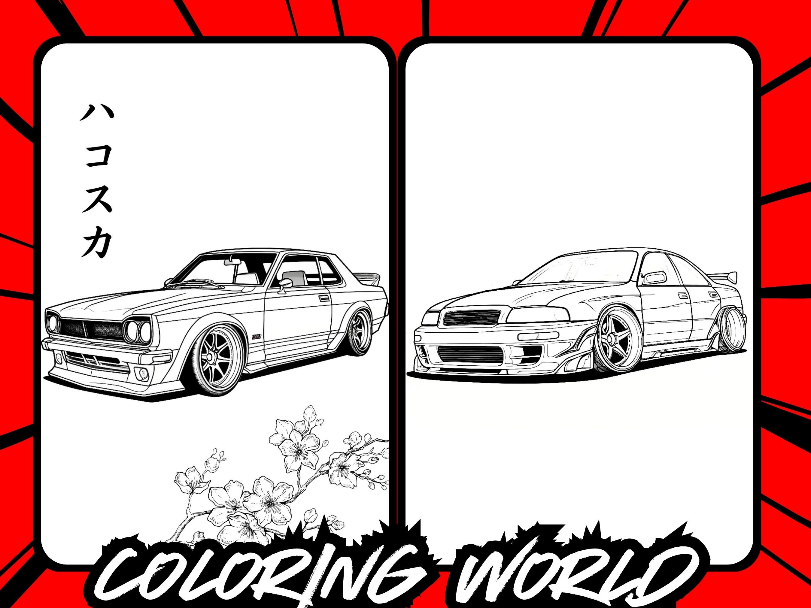 JDM: Japanese Cars Coloring Pages Printable Coloring Book PDF 25 Page ...