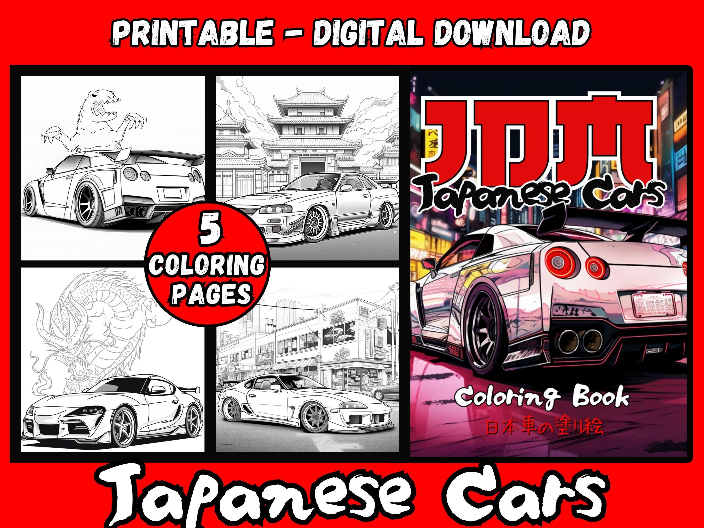 JDM: Japanese Cars Coloring Pages | Printable Coloring Book | PDF | 5 ...