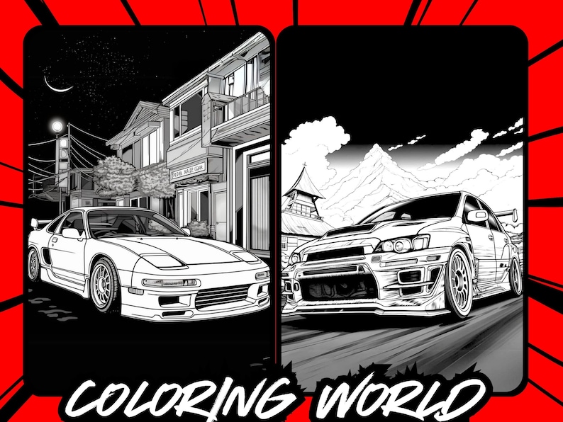 JDM: Japanese Cars Coloring Pages | Printable Coloring Book | PDF | 5 ...