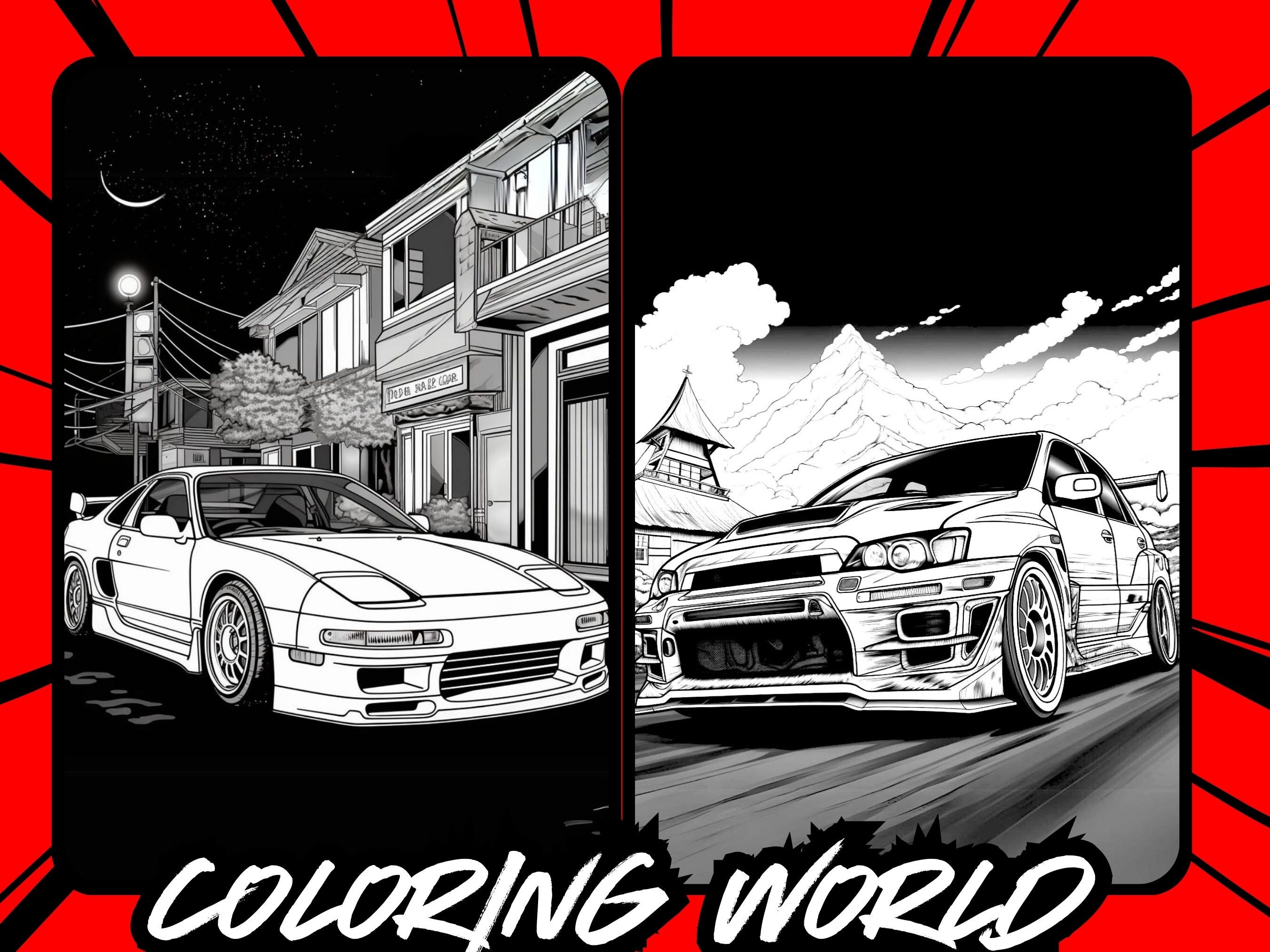 JDM: Japanese Cars Coloring Pages | Printable Coloring Book | PDF | 25 ...