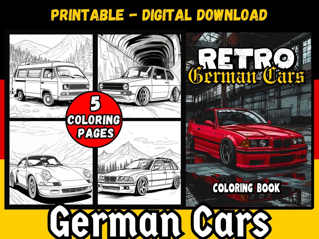 German Cars Coloring Pages | Printable Coloring Book | PDF | 5 Page ...