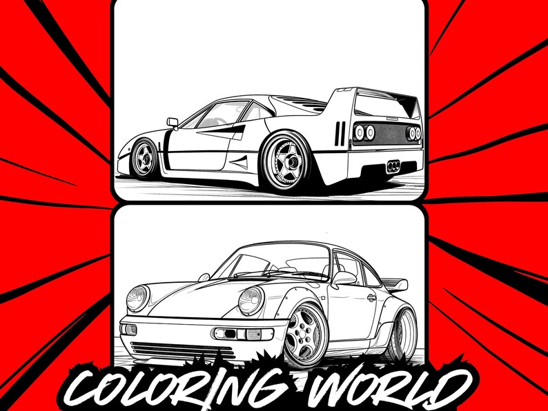 Modified Cars Coloring Book | Printable Coloring Pages | PDF | 10 Page ...