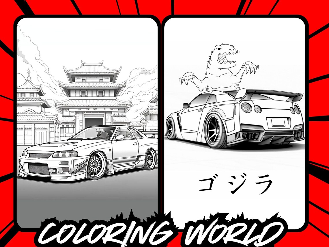 JDM: Japanese Cars Coloring Pages | Printable Coloring Book | PDF | 5 ...