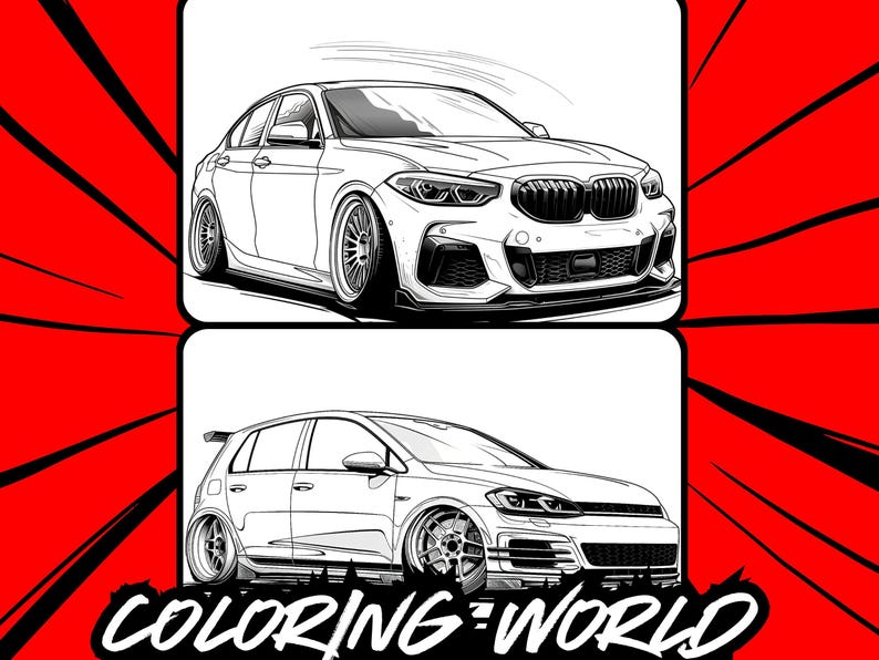 Modified Cars Coloring Book | Printable Coloring Pages | PDF | 10 Page ...