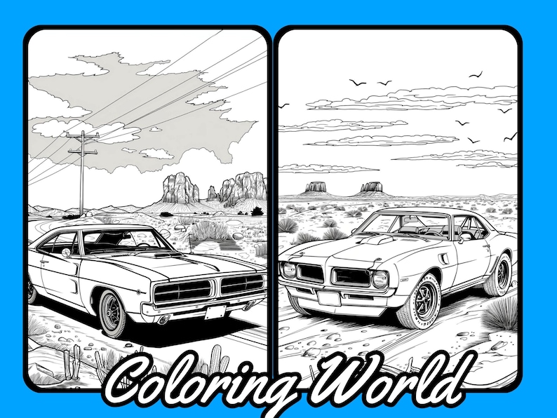 American Muscle Cars Coloring Book | Printable Coloring Pages | PDF ...