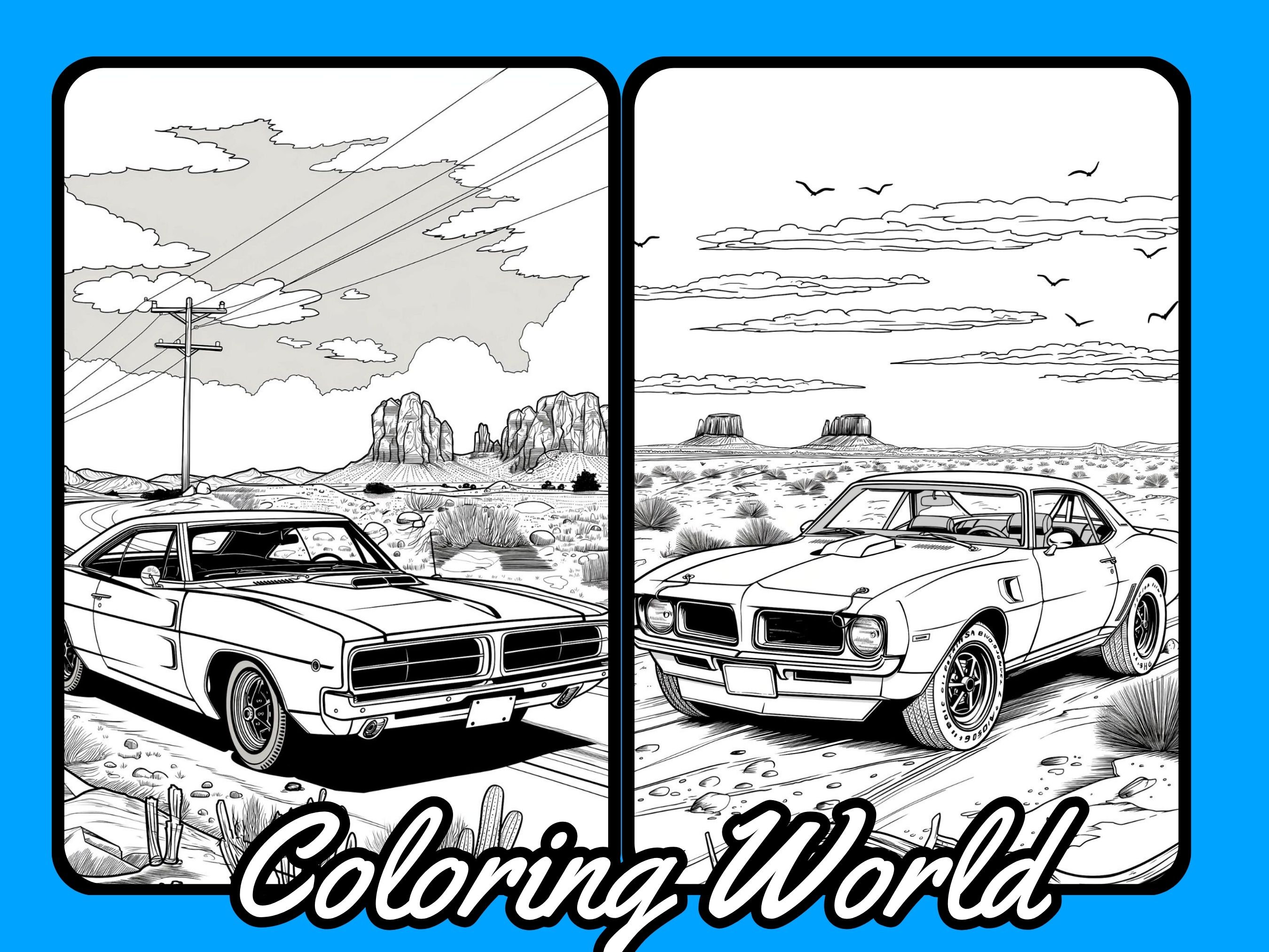 American Muscle Cars Coloring Pages | Printable Coloring Book | PDF ...