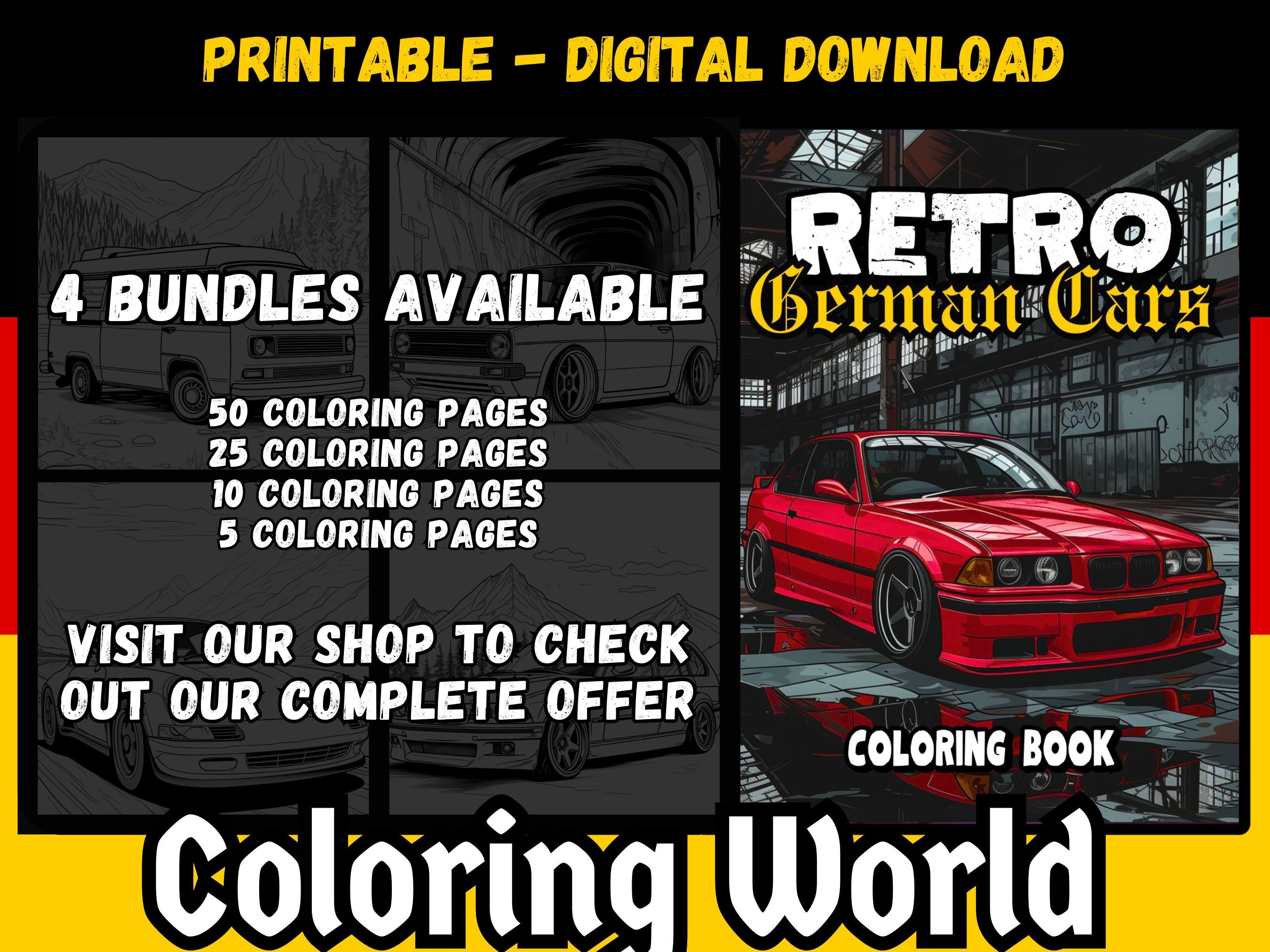 German Cars Coloring Pages | Printable Coloring Book | PDF | 5 Page ...