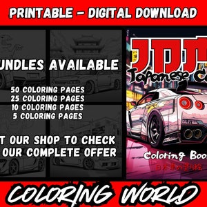JDM: Japanese Cars Coloring Pages | Printable Coloring Book | PDF | 10 ...