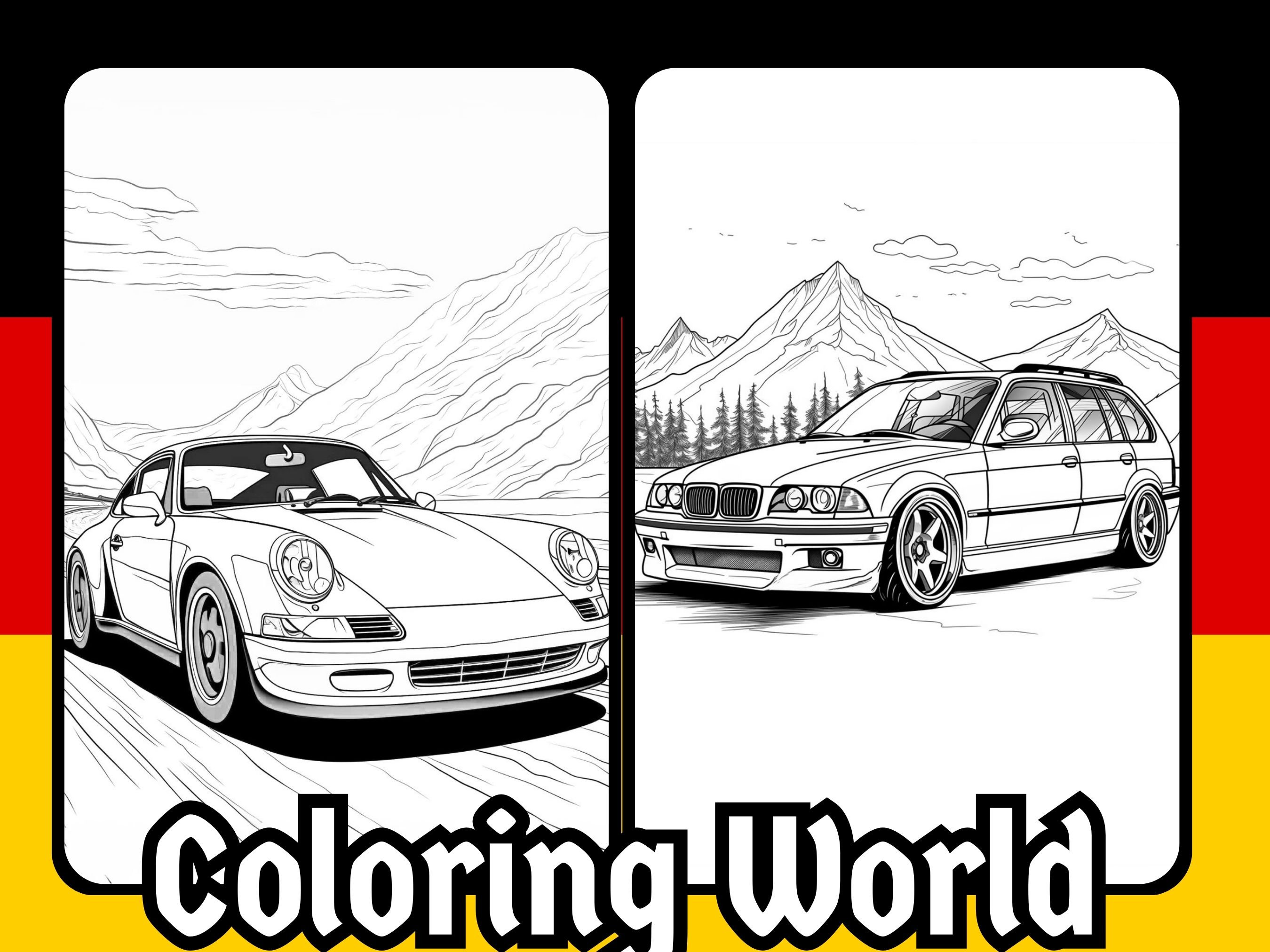 German Cars Coloring Pages | Printable Coloring Book | PDF | 5 Page ...