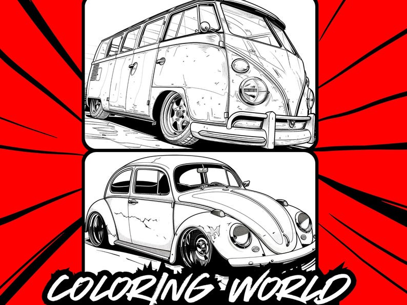 Modified Cars Coloring Book | Printable Coloring Pages | PDF | 5 Page ...