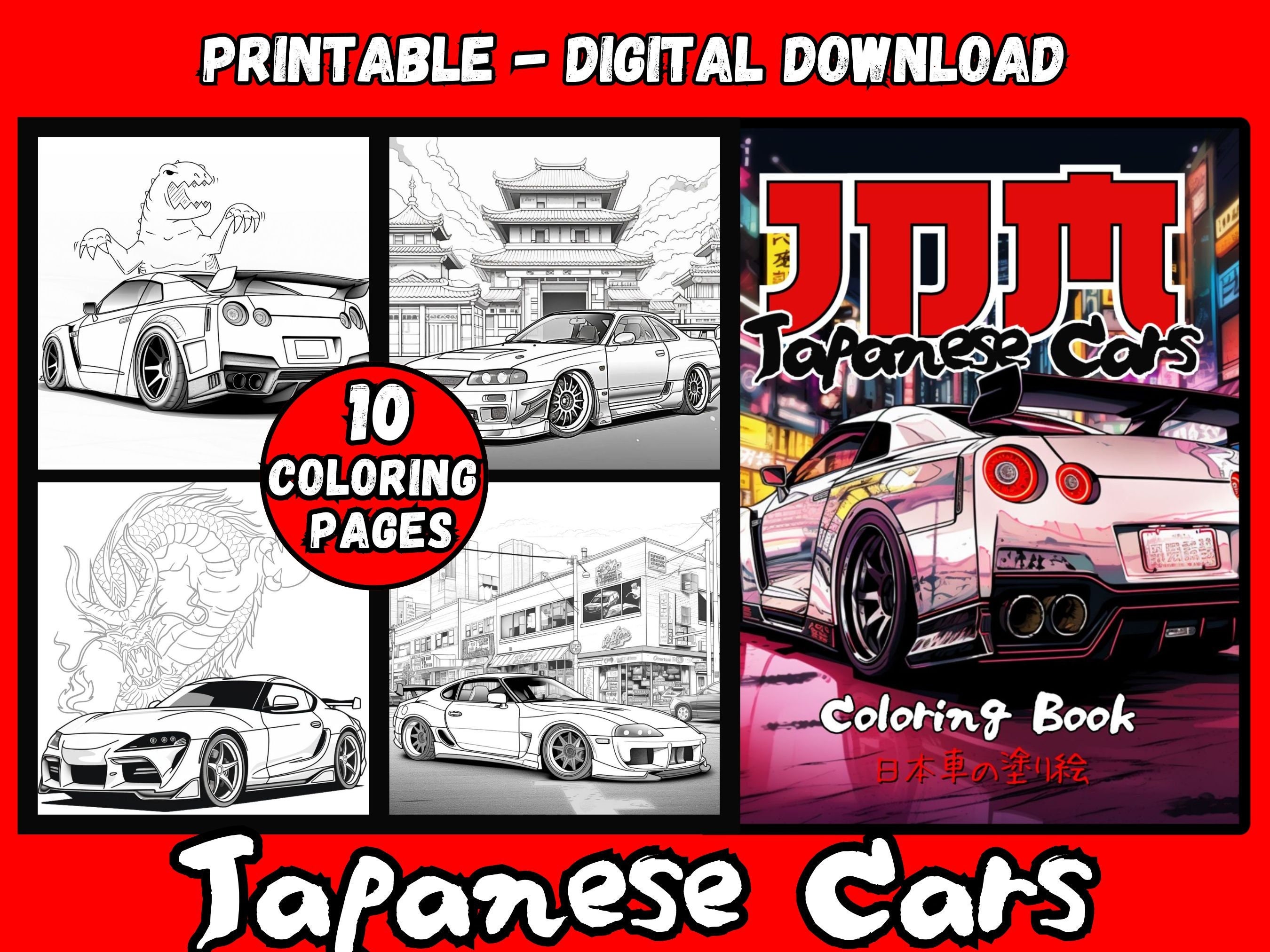 JDM: Japanese Cars Coloring Pages | Printable Coloring Book | PDF | 10 ...