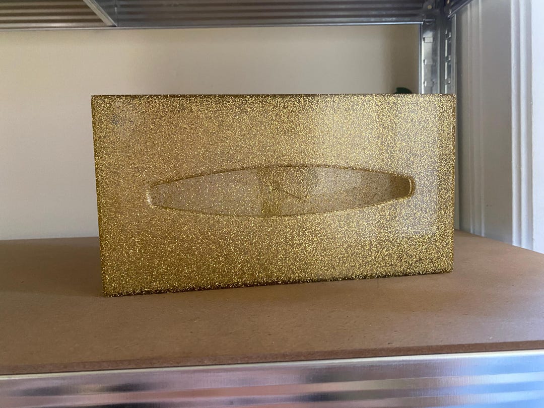 Vintage Tissue Box Cover Gold Glitter and Transparent Mcm Atomic - Etsy