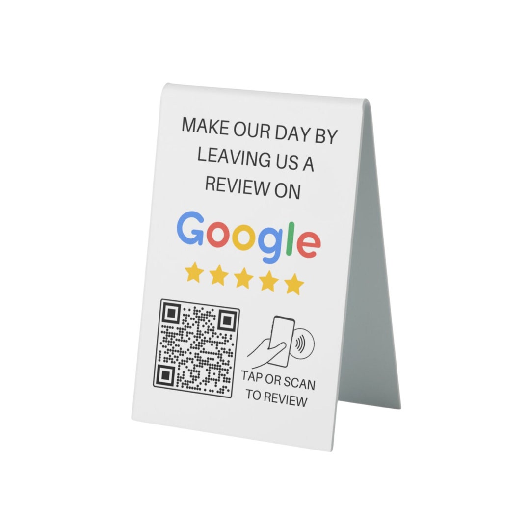 NFC Google Review Sign With QR Code, Tappable Google Review Sign ...