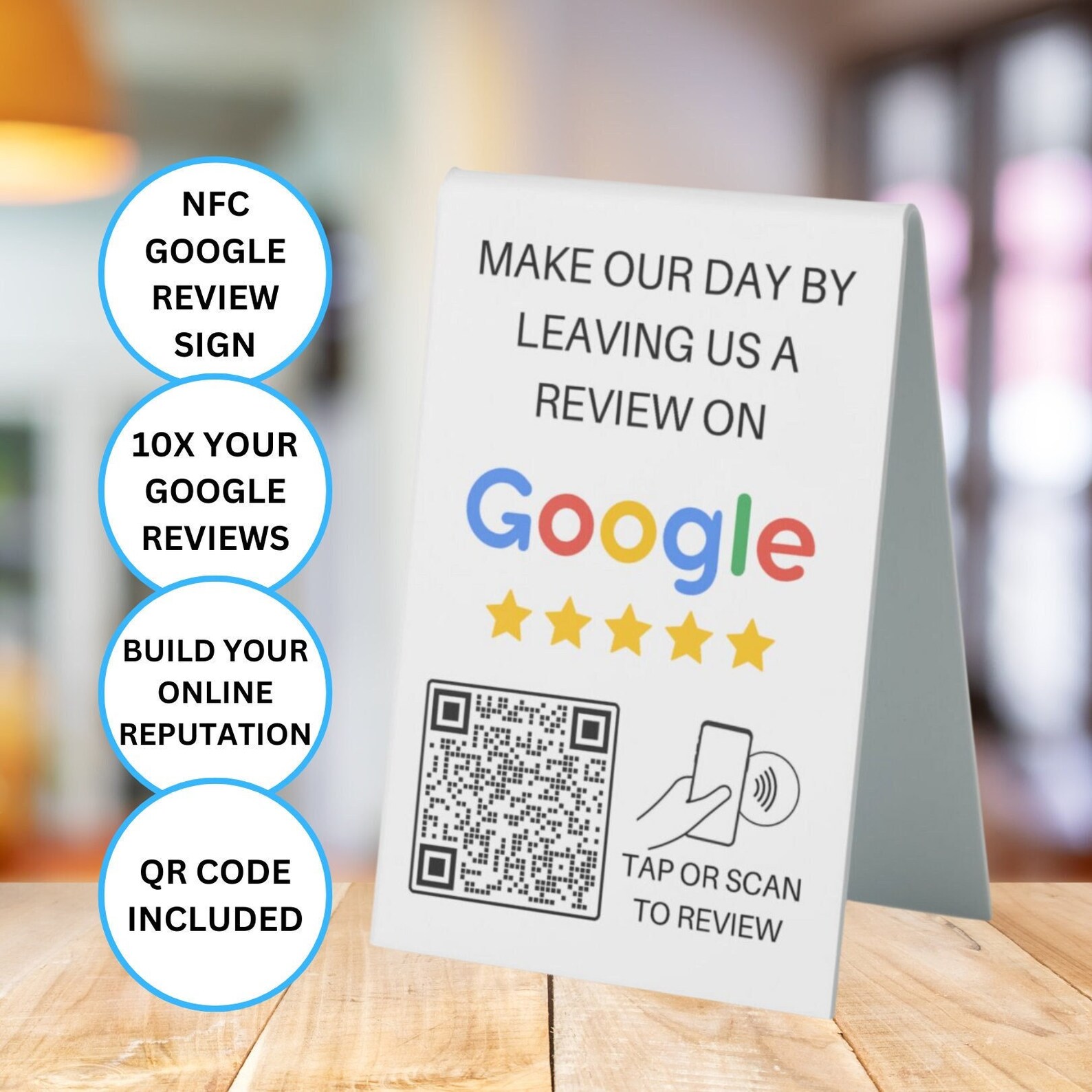 Google Review Sign Tap for Reviews All Phones Compatible NFC Tap & QR ...