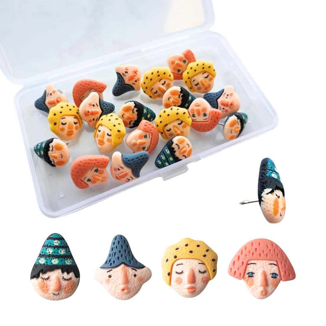 20 Pcs Character Head Push Pins, Decorative Push Pins, Fun Push Pins ...