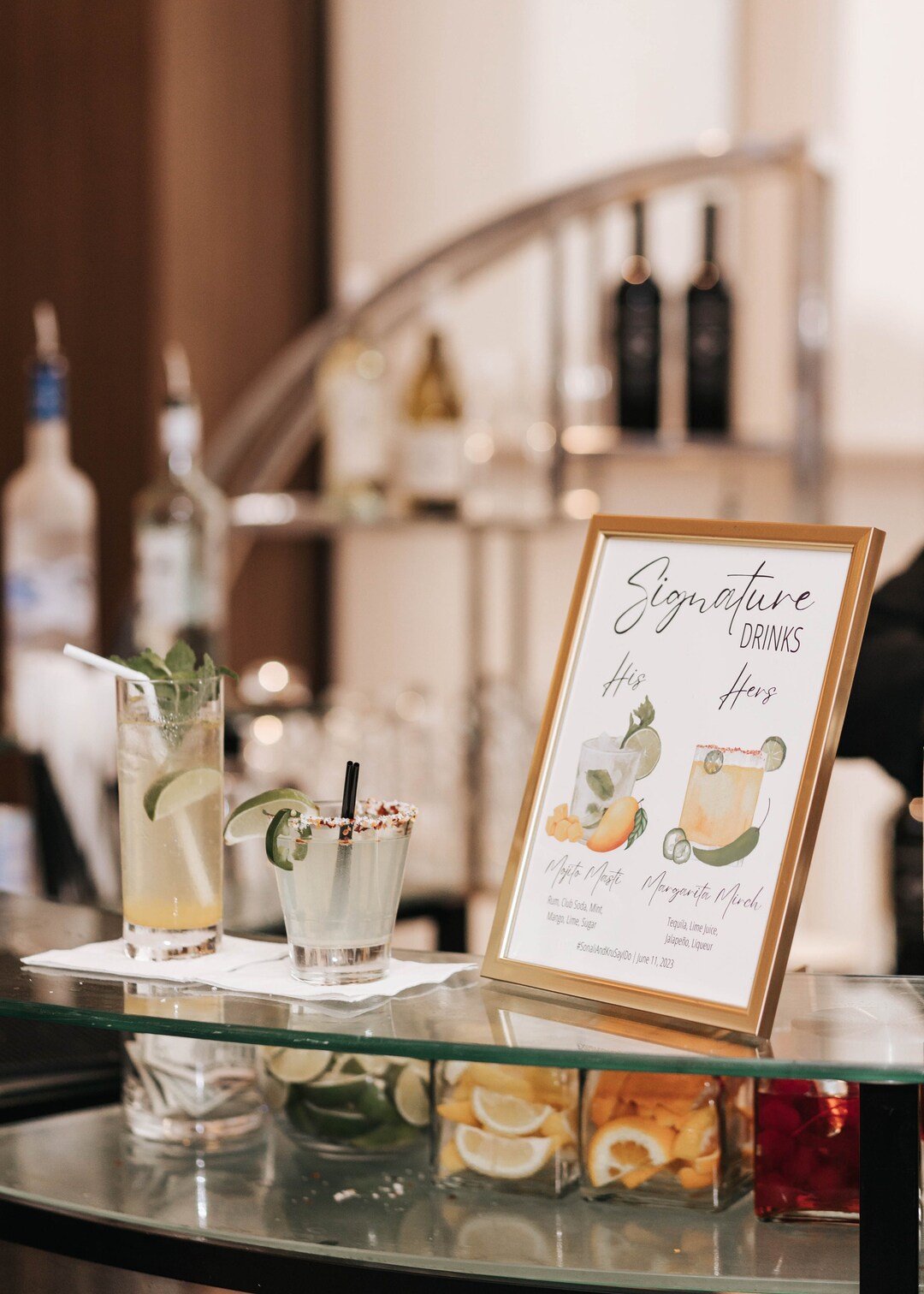 Custom Bar Menu Sign, Signature Drinks Sign, Wedding Sign, His and Hers ...