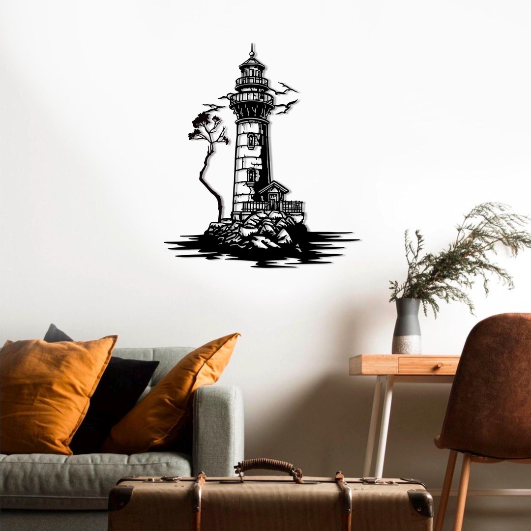 Metal Lighthouse Wall Art,modern Lighthouse Home Decor, Nautical ...